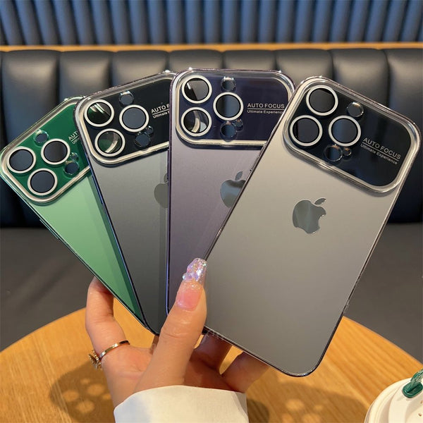 iPhone 15 Series Luxury Backplane Glass Chromatic Lens Shield Case Cov ...